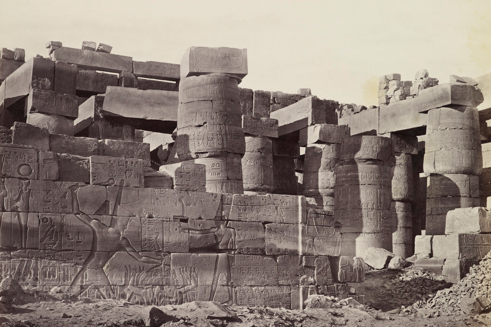 Carnac - Exterior of the Great Hall 1857 - Explore Luxor