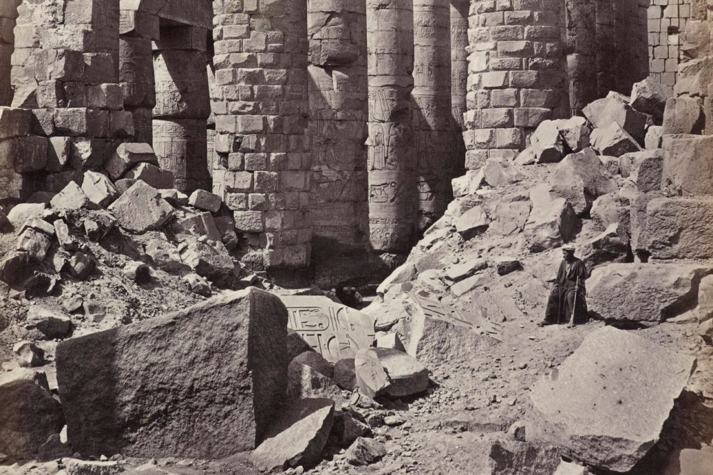 Carnac - Exterior of the Great Hall 1857 - Explore Luxor